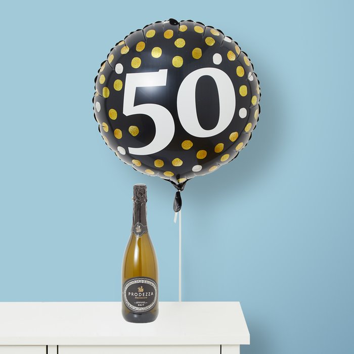50th Birthday Balloon & Prodezza Prosecco | Moonpig