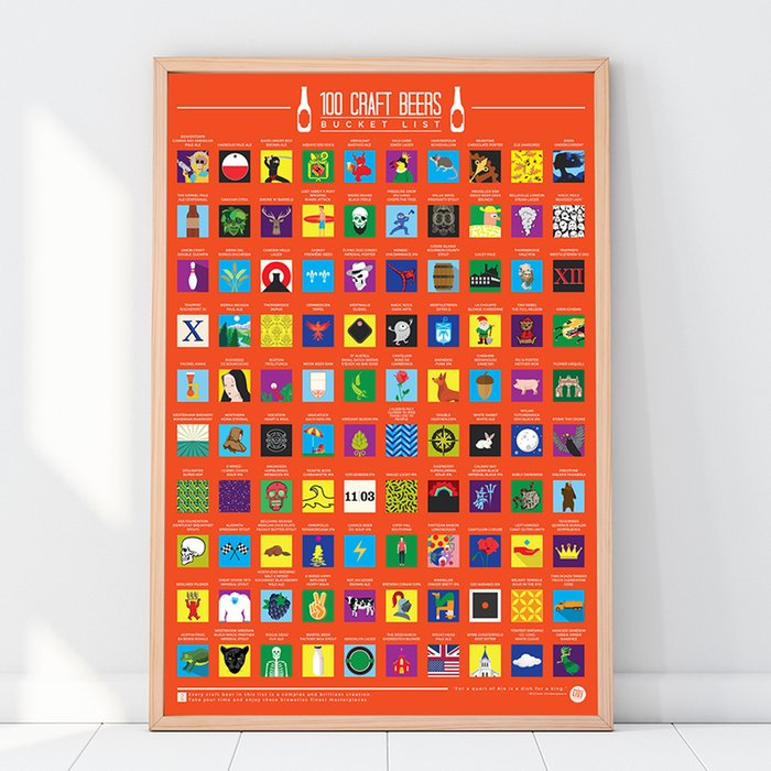 100 Craft Beers Scratch Poster | Moonpig