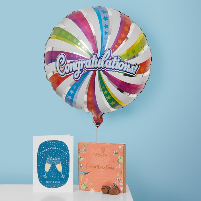 Congratulations Swirl Balloon & Holdsworth Chocolates | Moonpig