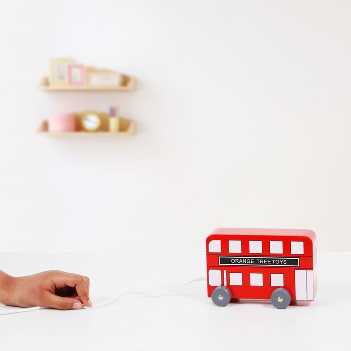 London Bus Pull Along Wooden Toy | Moonpig