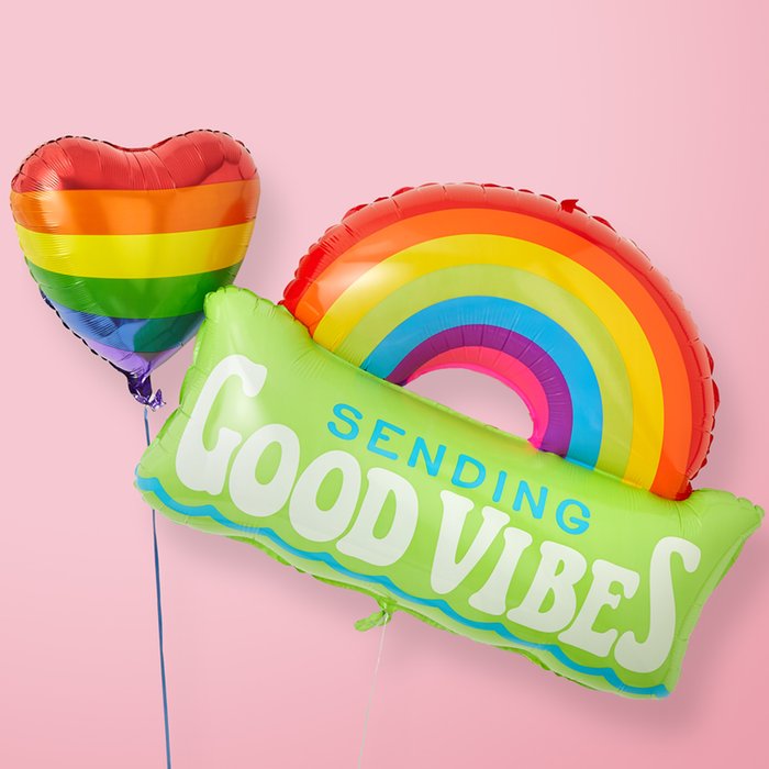 Rainbow Good Vibes Balloon Duo | Moonpig