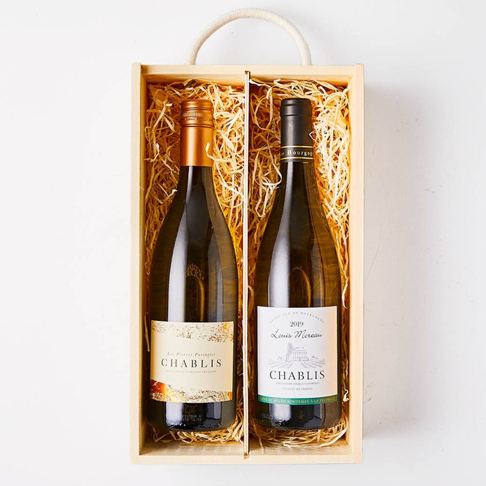 Virgin Wines Chablis White Wine Duo in Wooden Gift Box | Moonpig