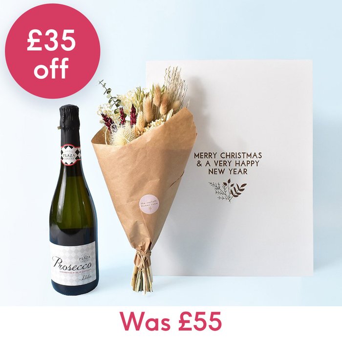 Lisa Angel Merry Christmas & a Happy New Year Prosecco & Flowers Gift ...