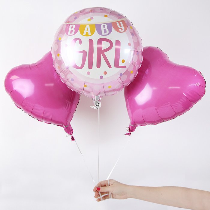 New Baby Girl Balloon Trio | Moonpig