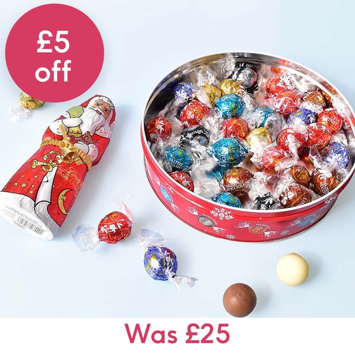 Lindt Assorted Tin & Chocolate Santa Bundle | Moonpig