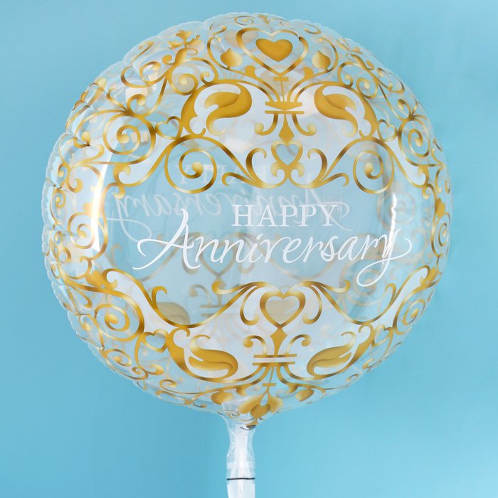 Happy Anniversary Gold Bubble Balloon | Moonpig