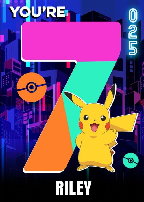 Pokemon Pikachu You Are 7 Age Birthday Card | Moonpig