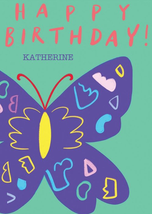 Vibrant Illustration Of A Butterfly Birthday Card | Moonpig