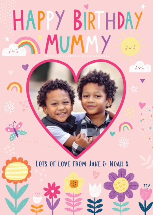 Happy Birthday Mummy Moon Flowers Rainbows Sunshine Butterflies Photo ...