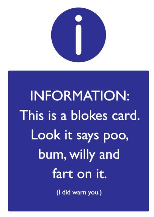 Funny Rude Poo Bum Willy Fart Blokes Card | Moonpig
