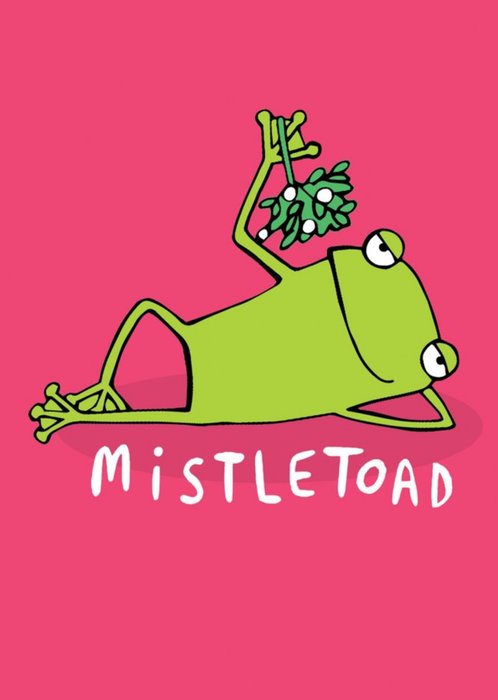 Cute Cartoon Pun Mistletoad Christmas Card | Moonpig