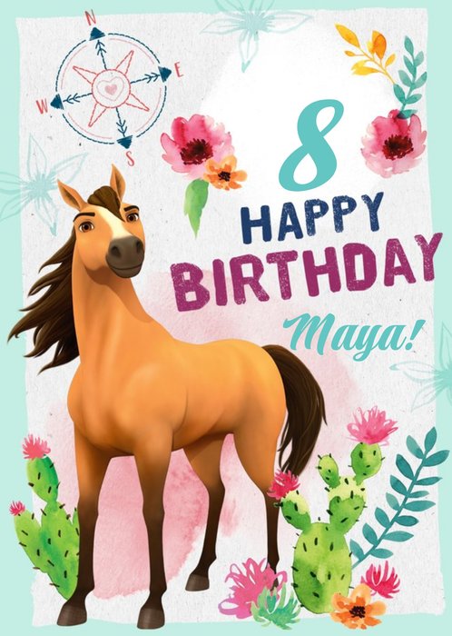 Universal Dreamworks Spirit the horse riding free 8th Birthday card ...