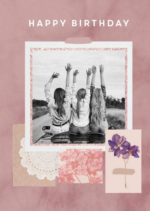 Happy Birthday Instant Photo Flower Personalised Birthday Card | Moonpig