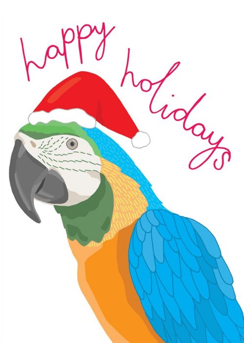 Happy Holidays Parrot Illustration Christmas Card | Moonpig