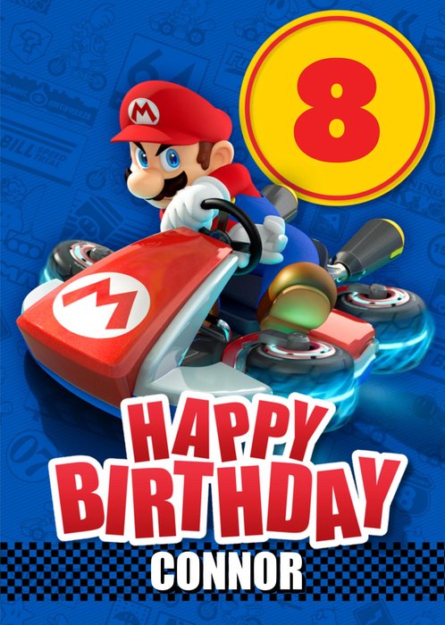 Nintendo Mario Kart Mario On Go Kart Age Card | Moonpig
