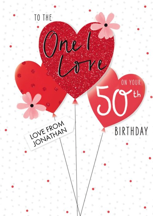 Clintons Red Hearts 50th Birthday Card Moonpig