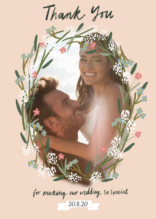 Katy Welsh Illustrated Floral Arty Photo Upload Thank You Card | Moonpig