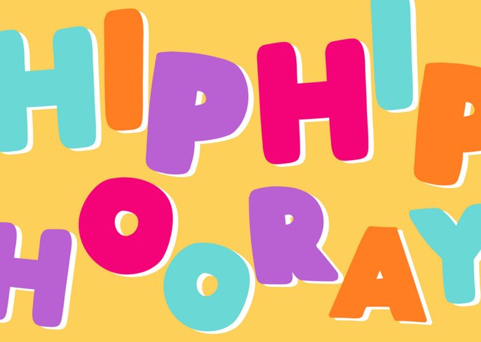 Hip Hip Hooray Fun Colourful Bubble Text Postcard | Moonpig
