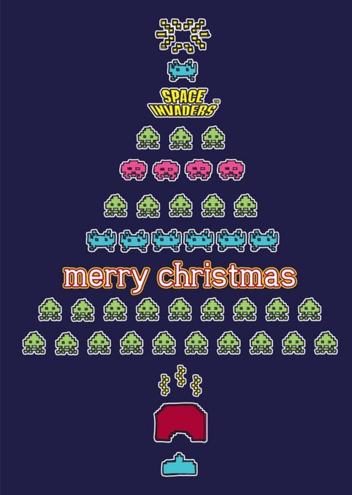 Space Invaders Christmas Tree Card | Moonpig