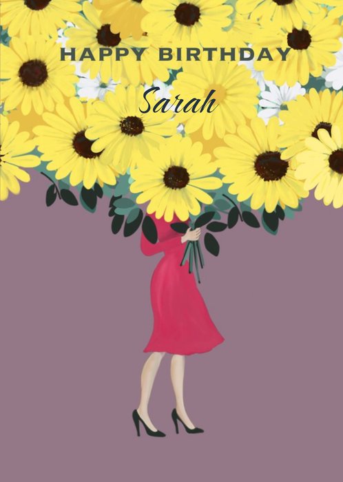 Illustrated Large Bunch Of Sunflowers Birthday Card | Moonpig