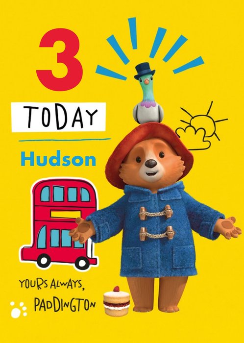 Paddington Bear 3 Today Birthday Card | Moonpig