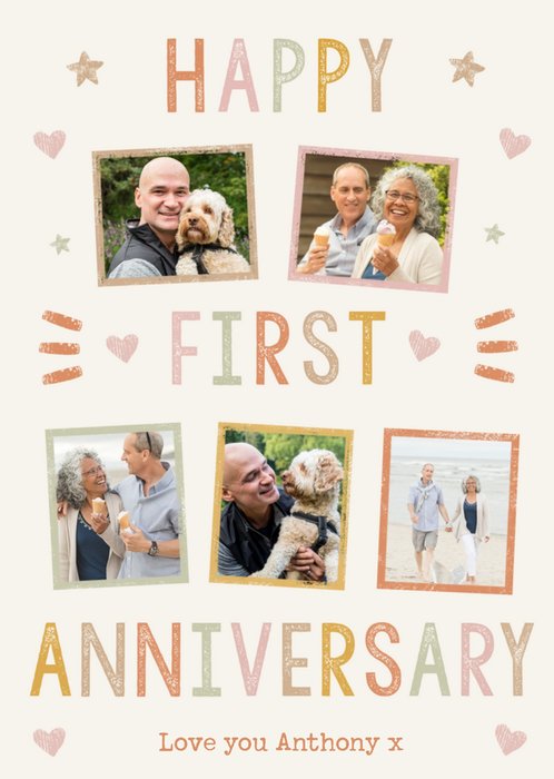 Happy First Anniversary 5 Colourful Photo Upload Frames For Partner ...