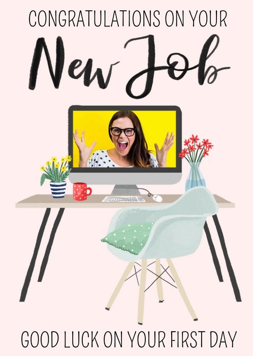 Illustration Of A Computer On A Desk With A Personalised Screen Photo ...