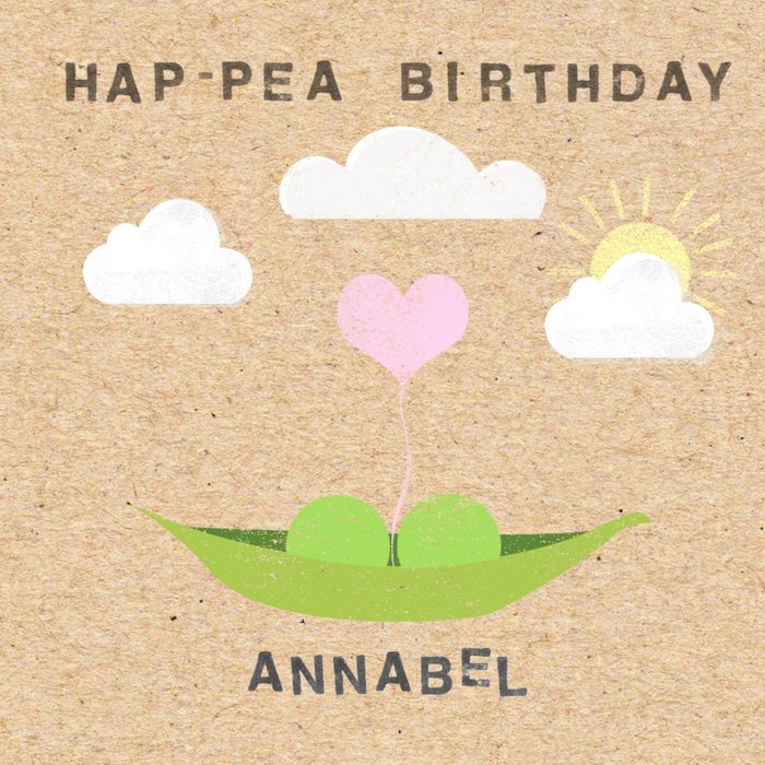 Hap-Pea Birthday Personalised Happy Birthday Card | Moonpig