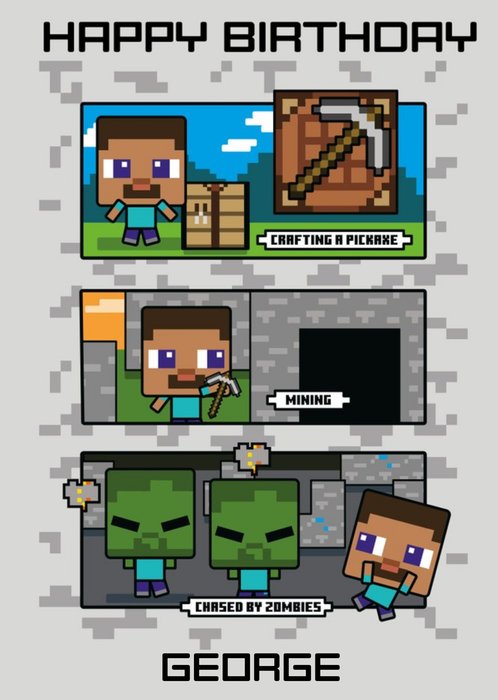 Cute Illustrated Minecraft Birthday Card | Moonpig