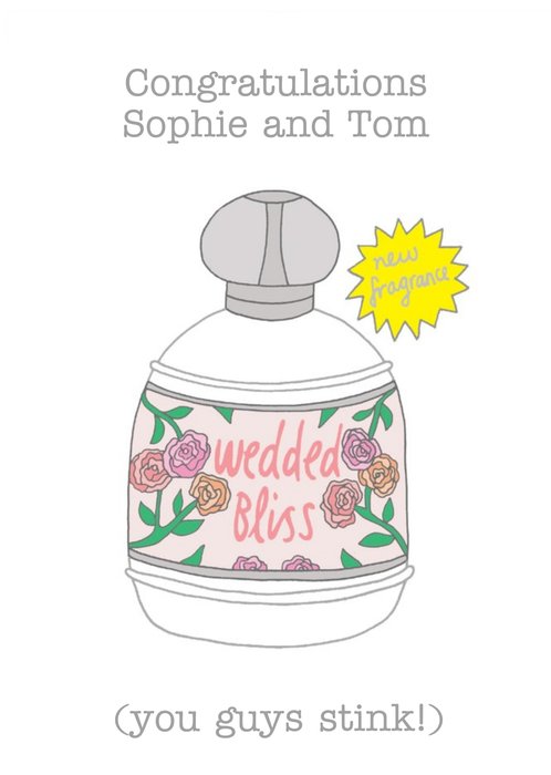 Illustrated Perfume Bottle Congratulations Wedding Card | Moonpig