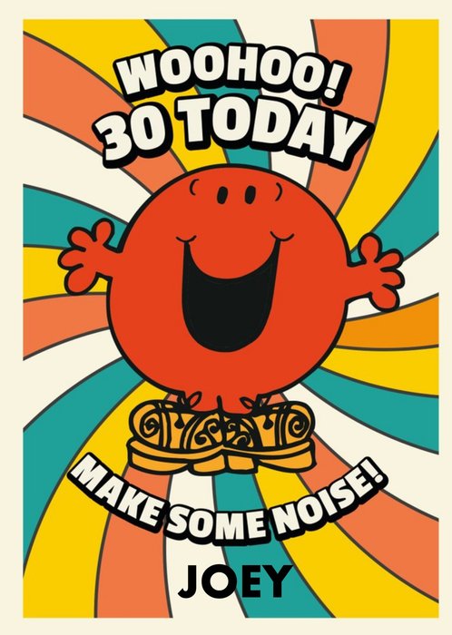 Mr Men Little Miss Mr Noisy Woohoo 30 Today Birthday Card | Moonpig