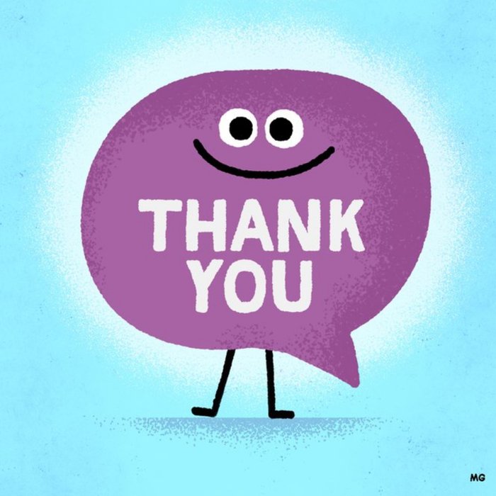 Cute Cartoon Thank You Speech Bubble Card | Moonpig