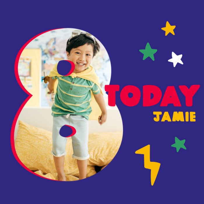 Fun And Bold 8 Today Lightning Bolt And Stars Photo Upload Birthday ...