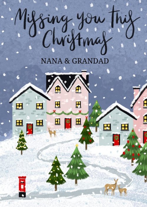 Missing You At Christmas Nana And Grandad Traditional Card | Moonpig