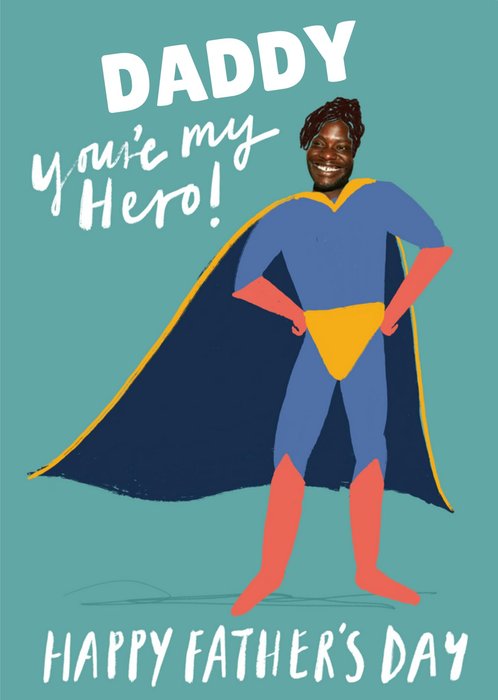 Illustrated Super Hero Daddy Photo Upload Father's Day Card | Moonpig