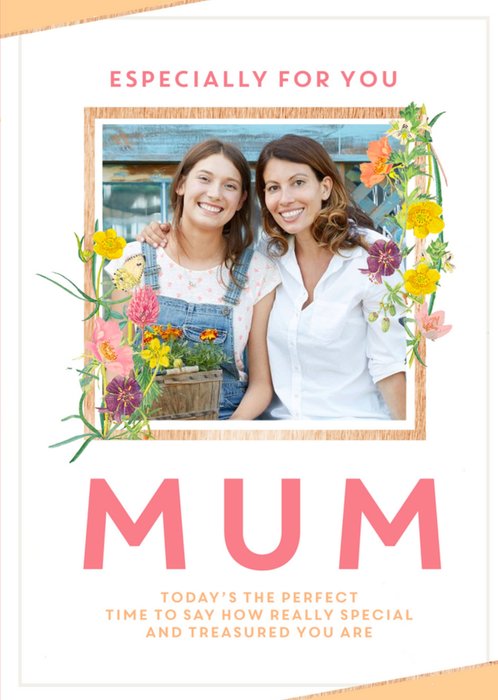 Flower Photo Border For You Mum Personalised Mother's Day Card | Moonpig