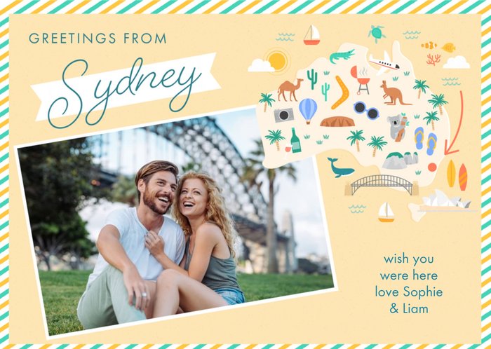 Greetings From Sydney Postcard Style Photo Upload Card | Moonpig