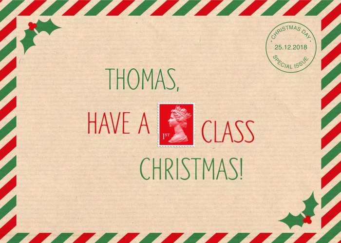 Personalised First Class Christmas Card | Moonpig