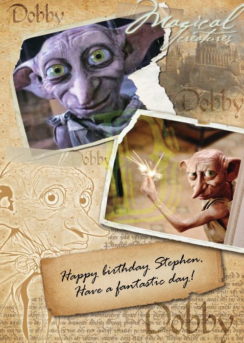Harry Potter Dobby Personalised Happy Birthday Card | Moonpig