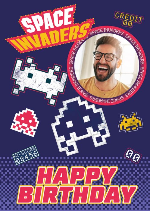 Happy Birthday Space Invader Personalised Card | Moonpig