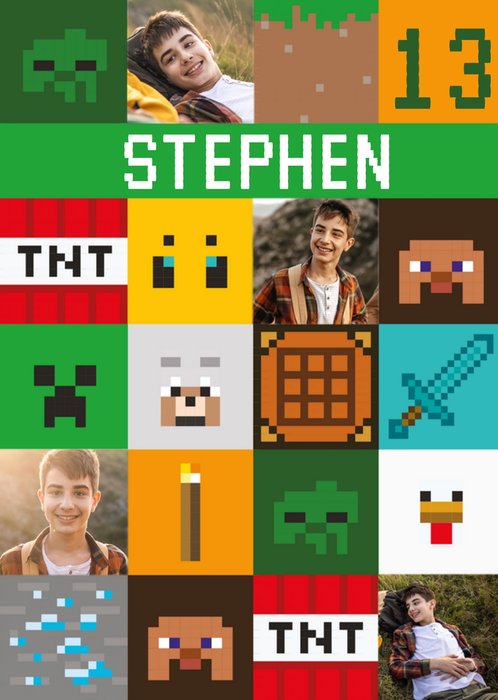 Minecraft Photo Upload Birthday Card | Moonpig