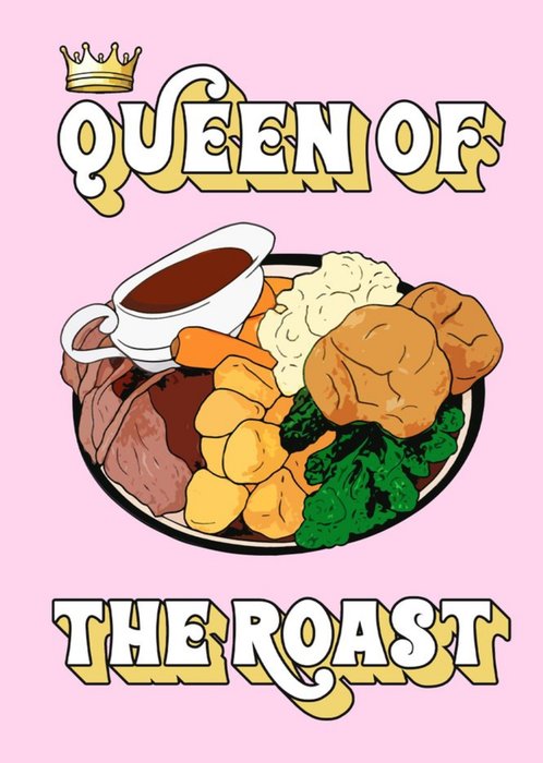 Illustration Of A Classic Roast Dinner With Retro Text On A Pink ...
