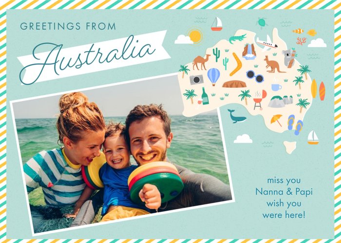 Greetings From Australia Post Card Style Photo Upload Card | Moonpig