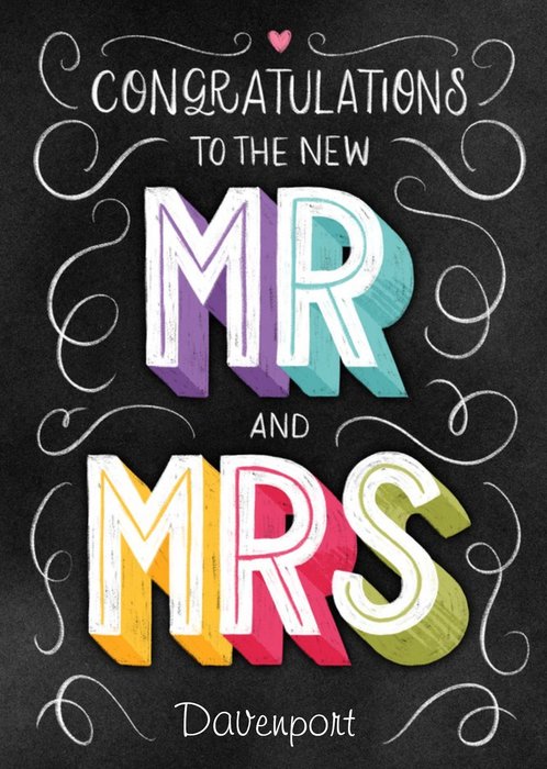 Wedding Card Congratulations to the new Mr and Mrs | Moonpig