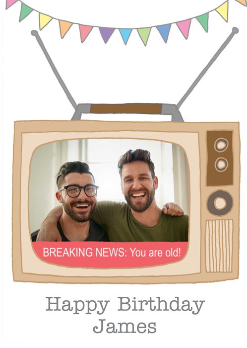 Retro T.V Photo Upload Birthday Card | Moonpig