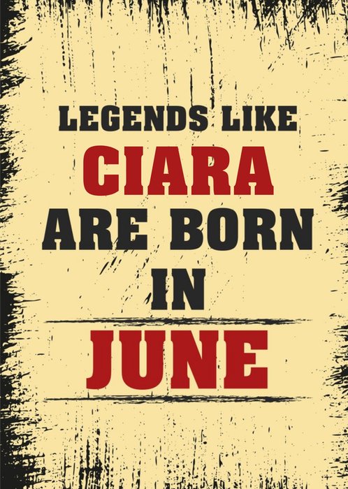 Red And Black Typography On A Grunge Background June Birthday Card ...