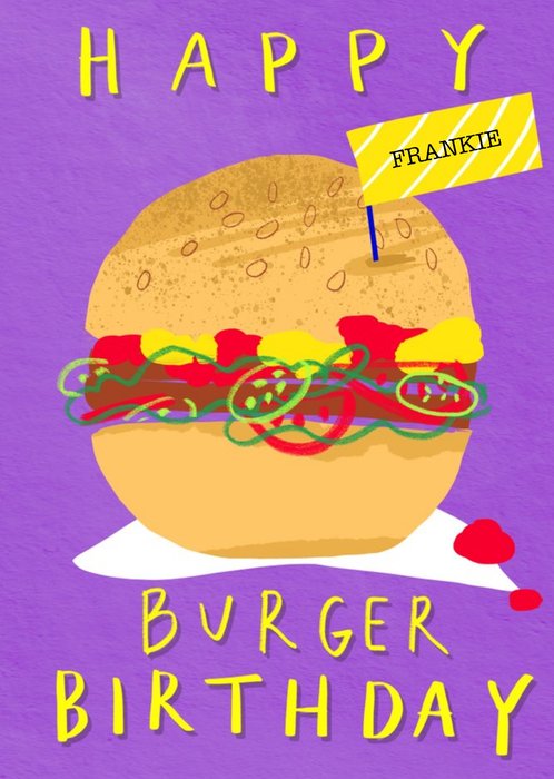 Food Illustration Happy Burger Birthday Card By Elaine Field | Moonpig