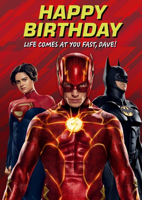 The Flash Movie With Batman And Supergirl Warner Brothers Birthday Card ...