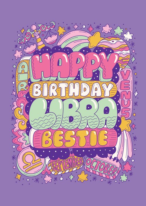 Happy Birthday Libra Bestie Card | Moonpig