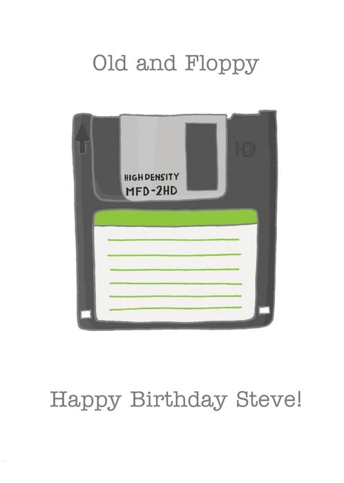 Modern Trendy Retro Illustration Floppy Disk Personalise Name Card ...